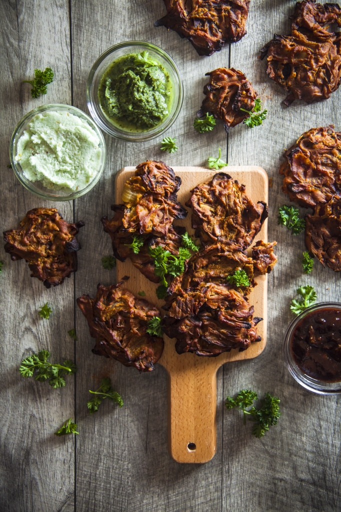 Baked Onion Fritters, or 'Bhaji' - Nina's Vegan Recipes